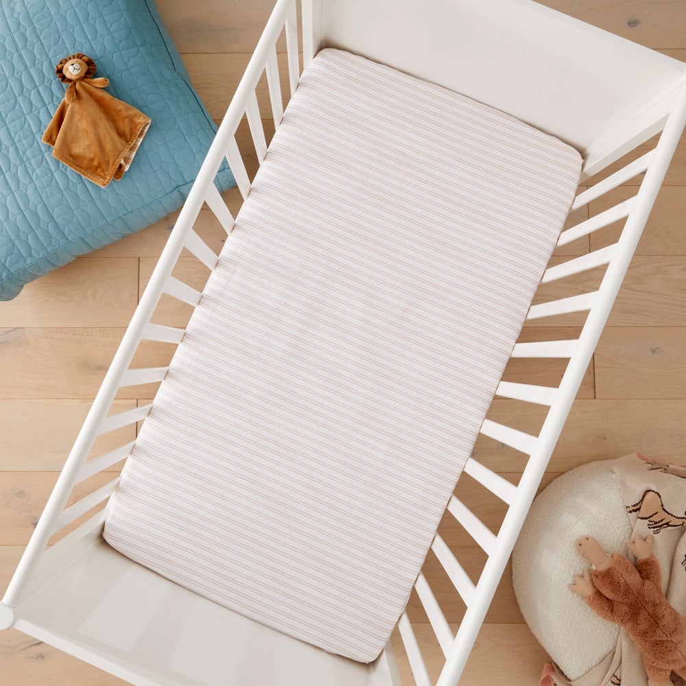 Adairs Kids - Sully Stripe Natural Baby Fitted Sheets 2pk | Adairs
