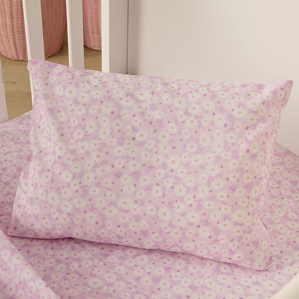 Adairs Kids - Daisy Floral Lilac Cot Sheet Set | Adairs