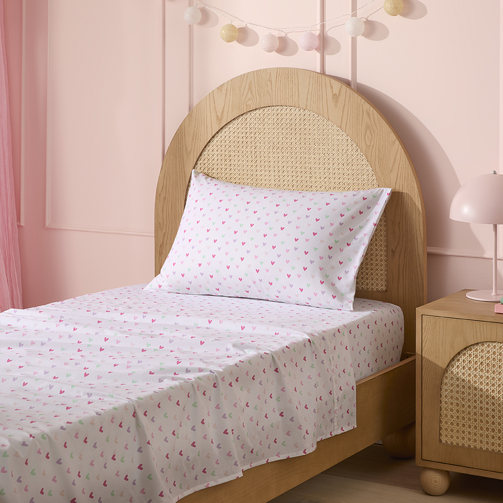 Adairs Kids - Mini Heart White Sheet Set | Adairs