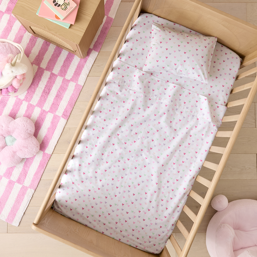 Adairs Kids - Mini Heart White Cot Sheet Set | Adairs