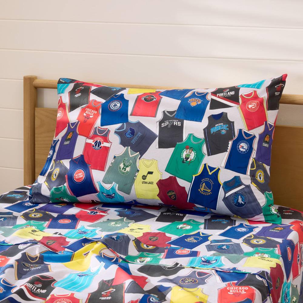 Adairs Kids - NBA Grey Marle Sheet Set | Adairs