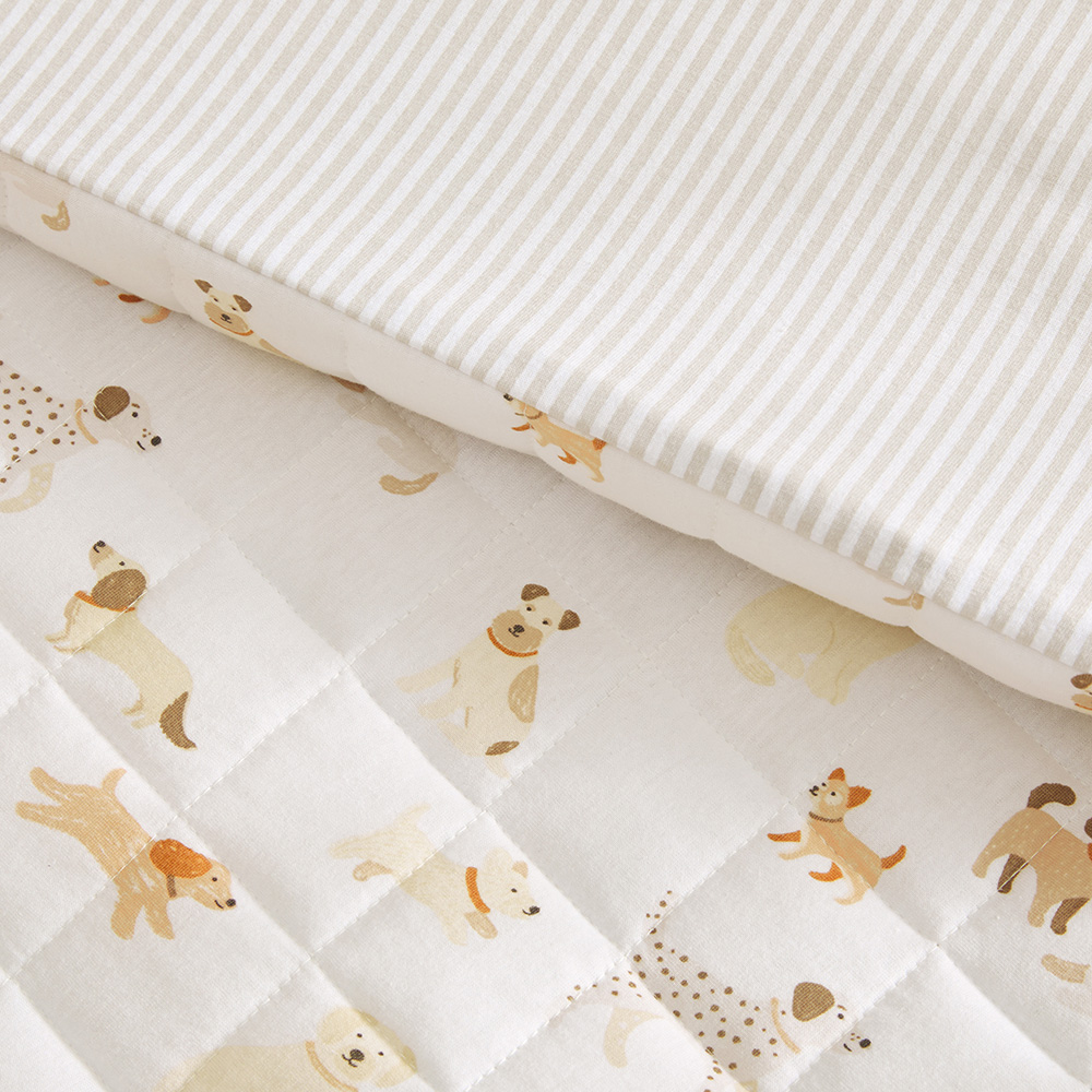 Poochies Natural Quilted Jersey Cot Quilt Cover Set | Adairs