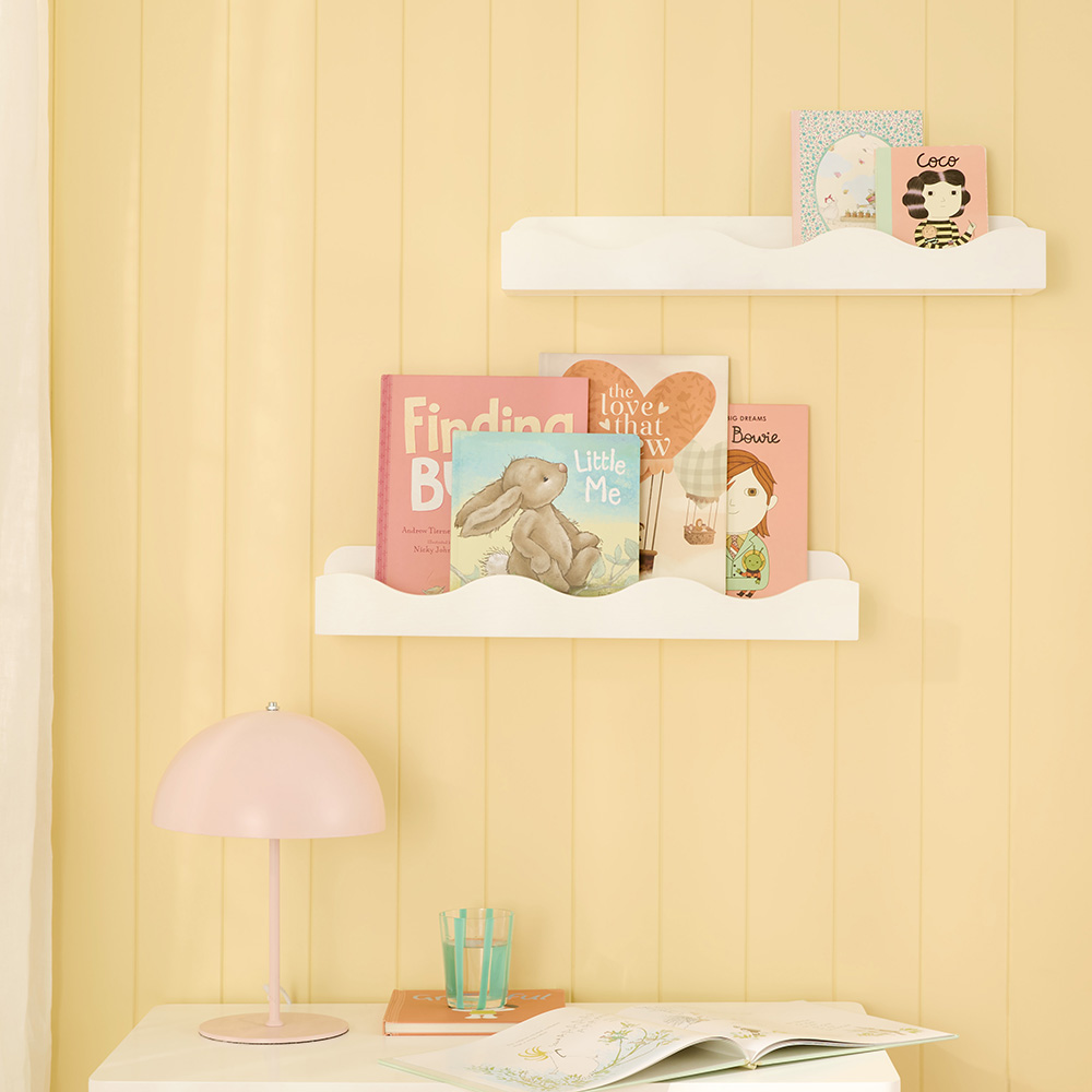 Adairs Kids - Wavey White Timber Wall Bookshelf Pack of 2 | Adairs