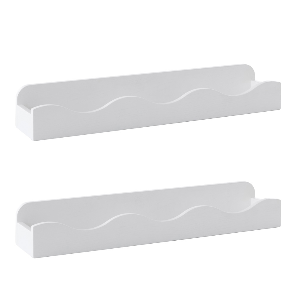 Adairs Kids - Wavey White Timber Wall Bookshelf Pack of 2 | Adairs