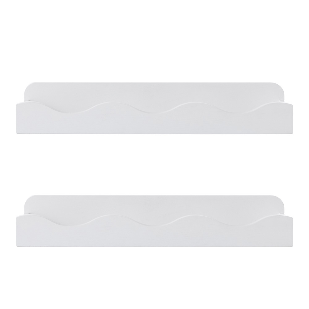 Adairs Kids - Wavey White Timber Wall Bookshelf Pack of 2 | Adairs