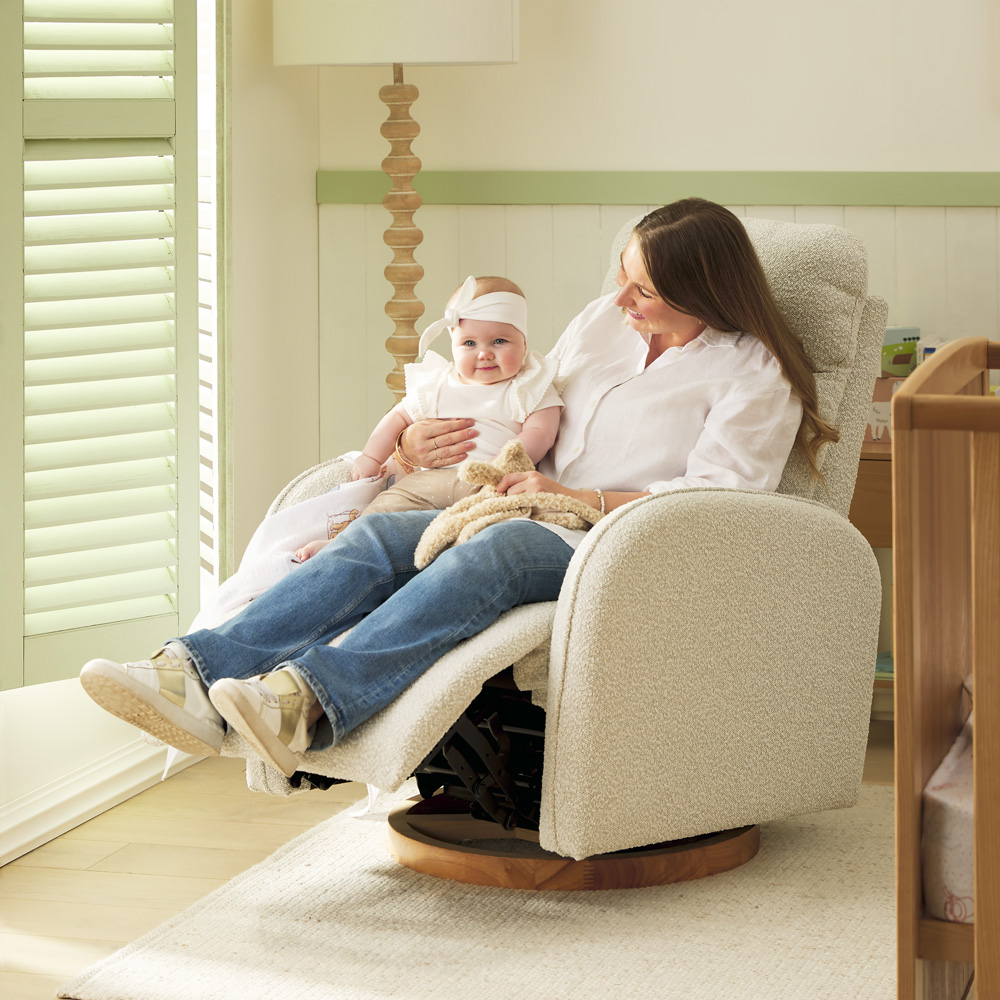 Adairs Kids - Anderson White Boucle Recline Swivel Nursery Rocking ...