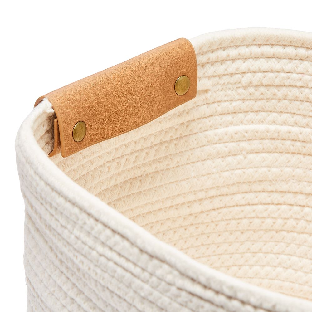 Adairs Kids - Cooper Natural & Tan Medium Rectangle Storage Basket | Adairs