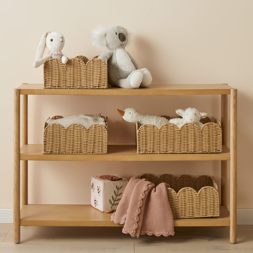 Adairs Kids - Sadie Natural Poly Rattan Scallop Basket | Adairs