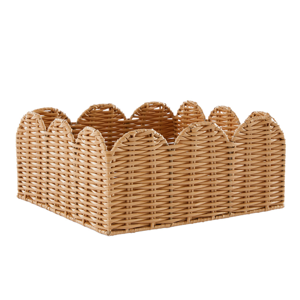 Adairs Kids - Sadie Natural Poly Rattan Scallop Basket | Adairs
