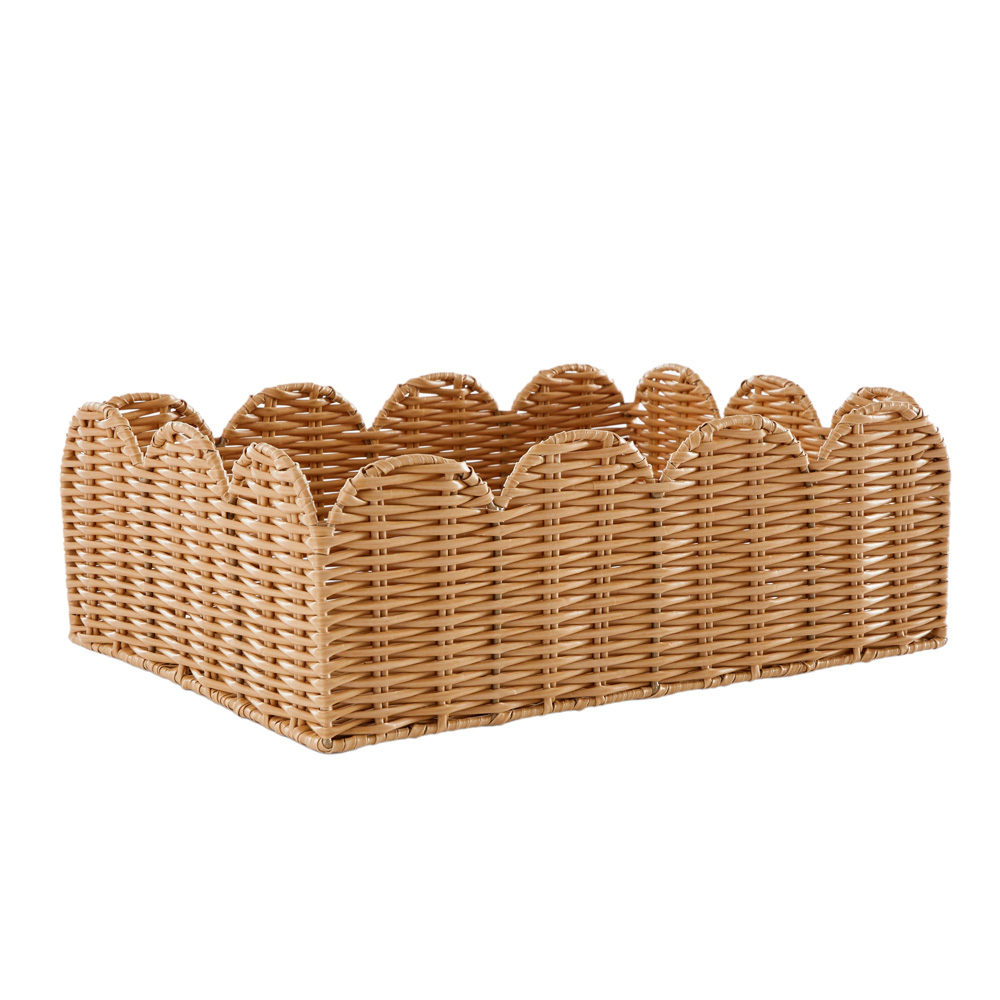 Adairs Kids - Sadie Natural Poly Rattan Scallop Basket | Adairs