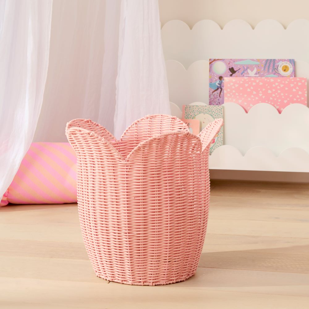 Adairs Kids - Flower Pink Poly Rattan Basket | Adairs