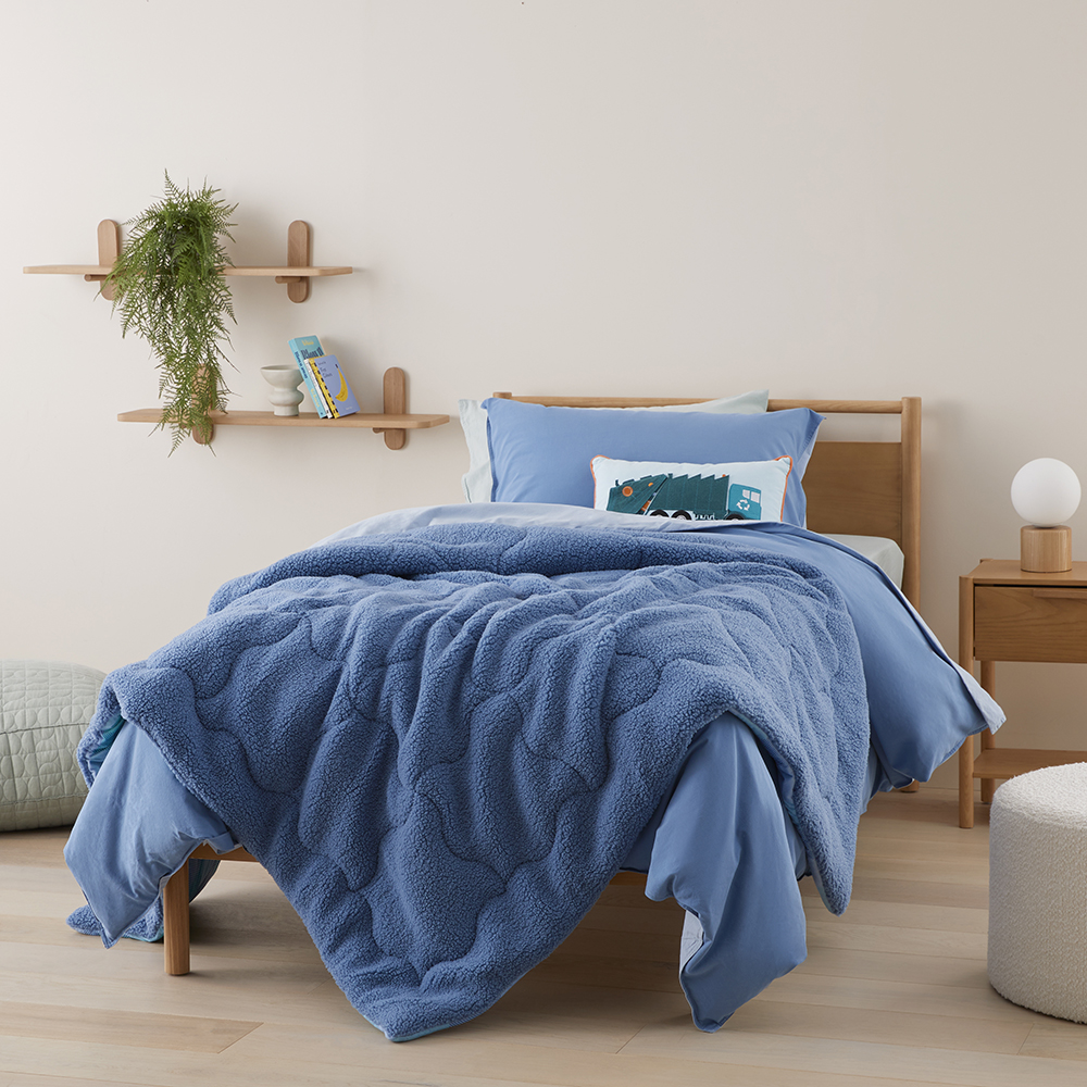 Adairs Kids - Teddy Blue Henry Check Blanket | Adairs