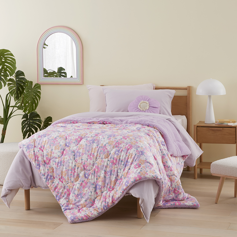Adairs Kids - Teddy Lavender Meadow Blanket | Adairs