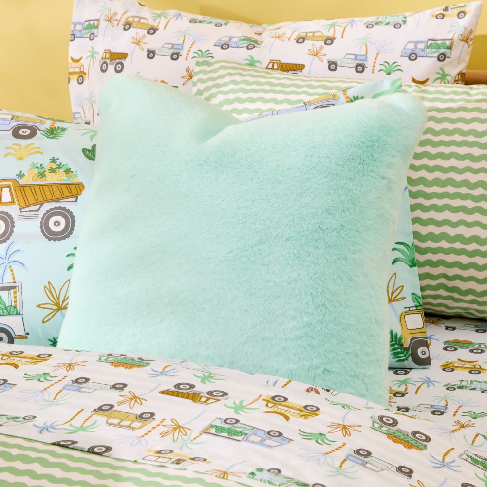 Adairs Kids - Frankie Mint Faux Fur Cushion | Adairs