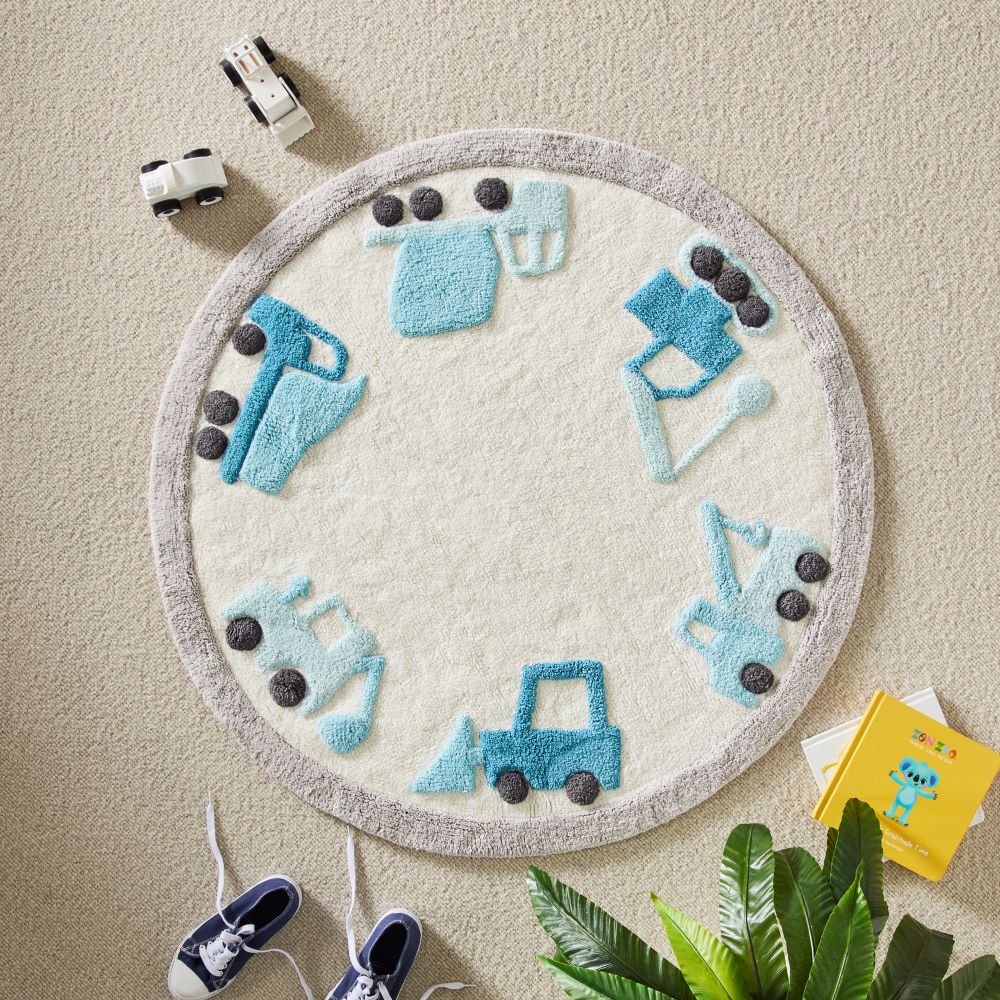 Adairs Kids - Under Construction Round Decorative Rug | Adairs