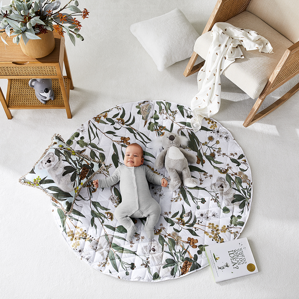 Adairs Kids - Gumnut Gully White Quilted Printed Play Mat | Adairs