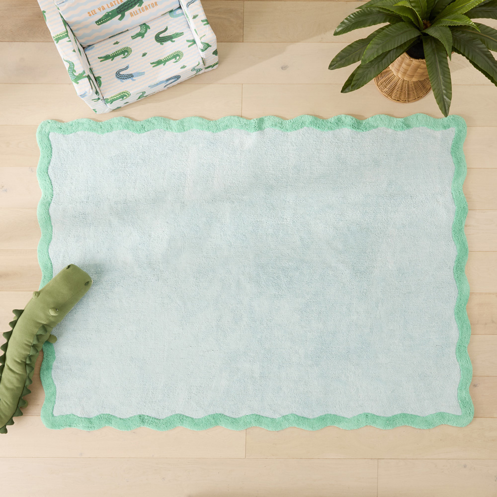 Adairs Kids - Blue & Green Wavey Edge Rug | Adairs