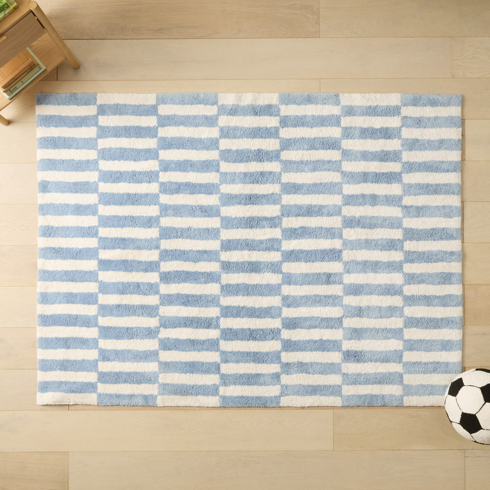 Adairs Kids - Blue & White Check Tufted Rug | Adairs