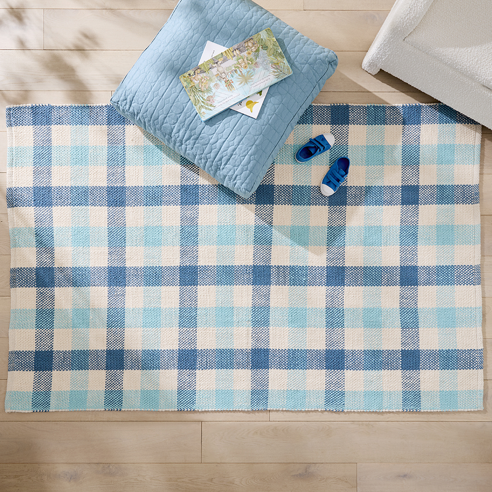 Adairs Kids - Marshall Blues Check Rug | Adairs