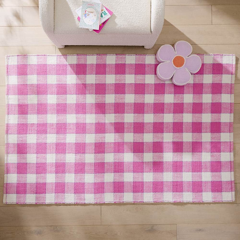 Adairs Kids - Marshall Pinks Check Rug | Adairs