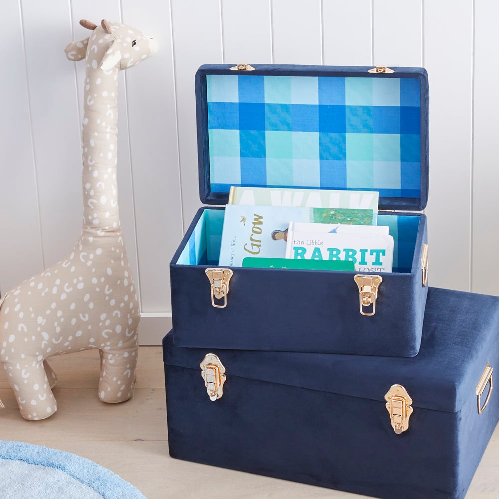Adairs Kids - Heirloom Blue Check Storage Trunk | Adairs