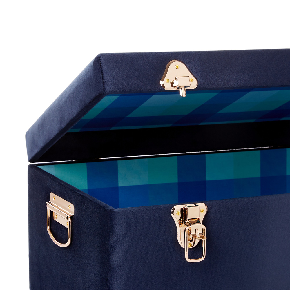 Adairs Kids - Heirloom Blue Check Storage Trunk | Adairs