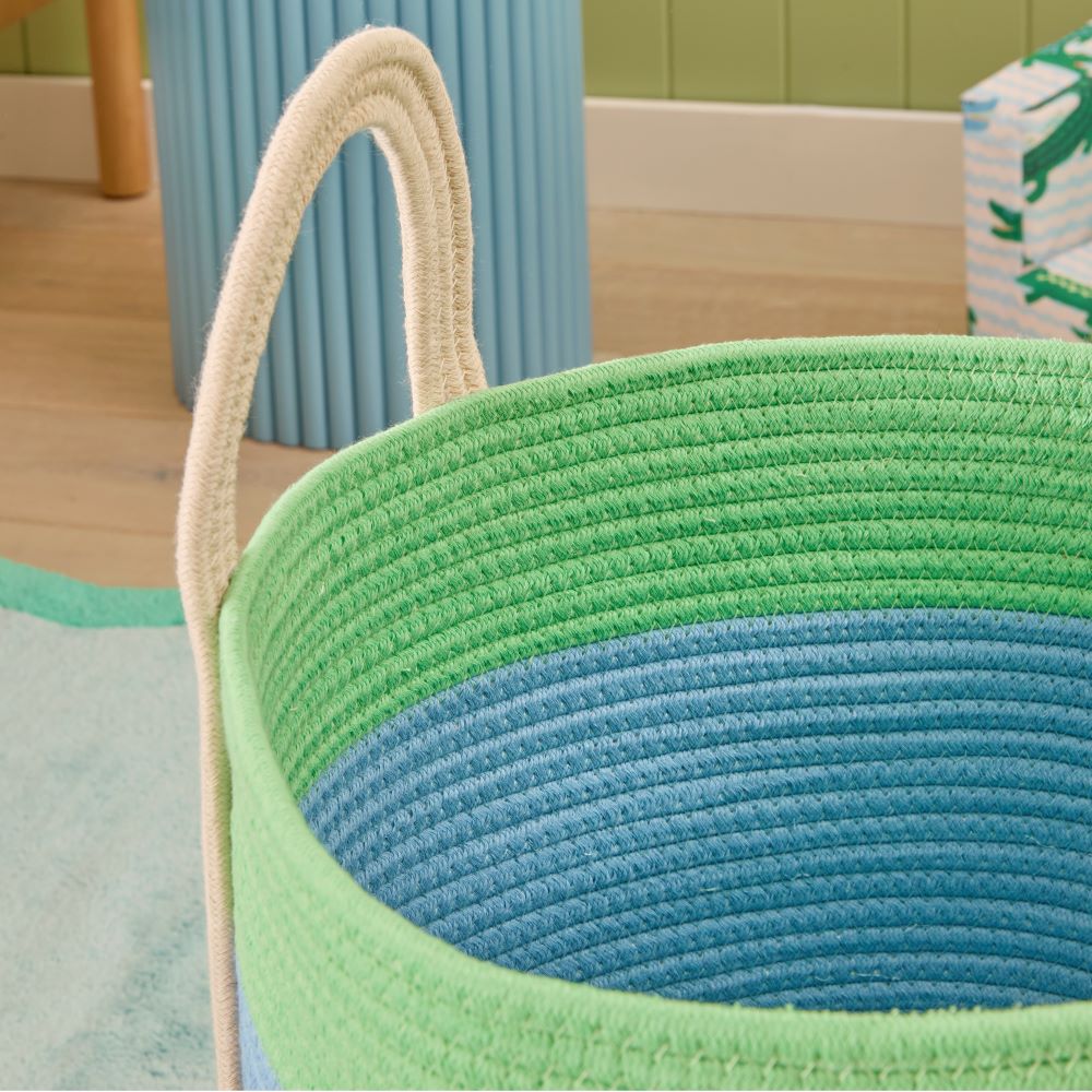 Adairs Kids - Blue & Green Coloured Rope Basket | Adairs