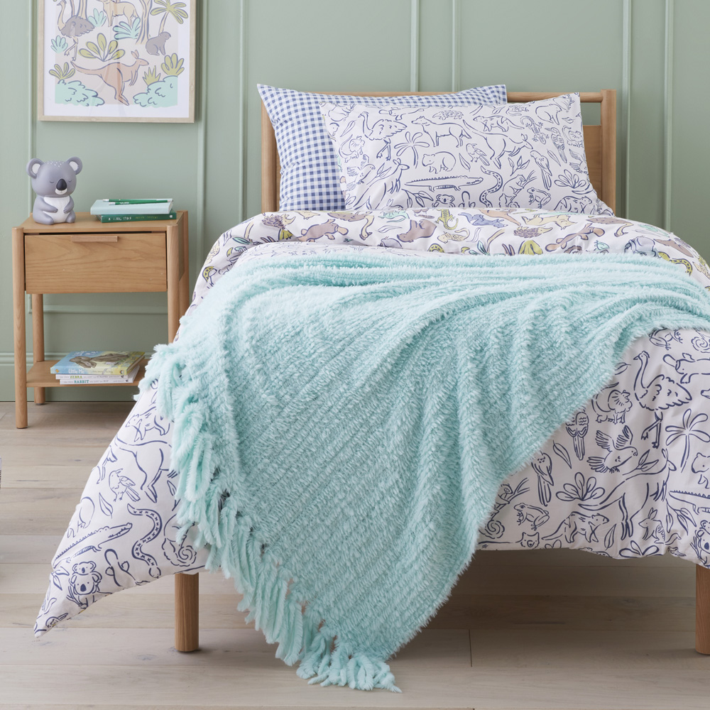 Adairs Kids - Misty Mint Feather Yarn Throw | Adairs