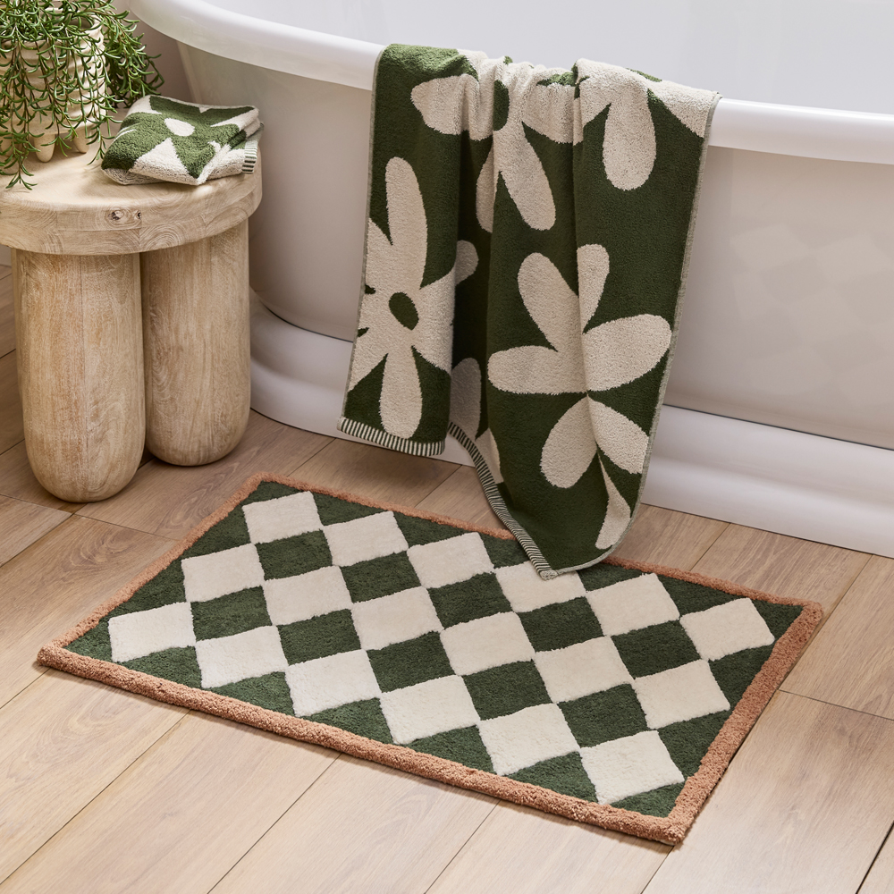 Harlequin Antique Spinach & Natural Bath Mat | Adairs