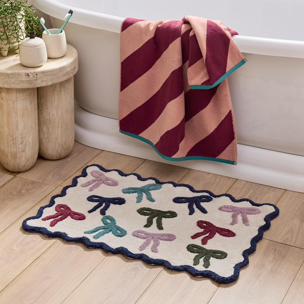 Adairs Kids - Bow Natural Multi Scallop Bath Mat | Adairs