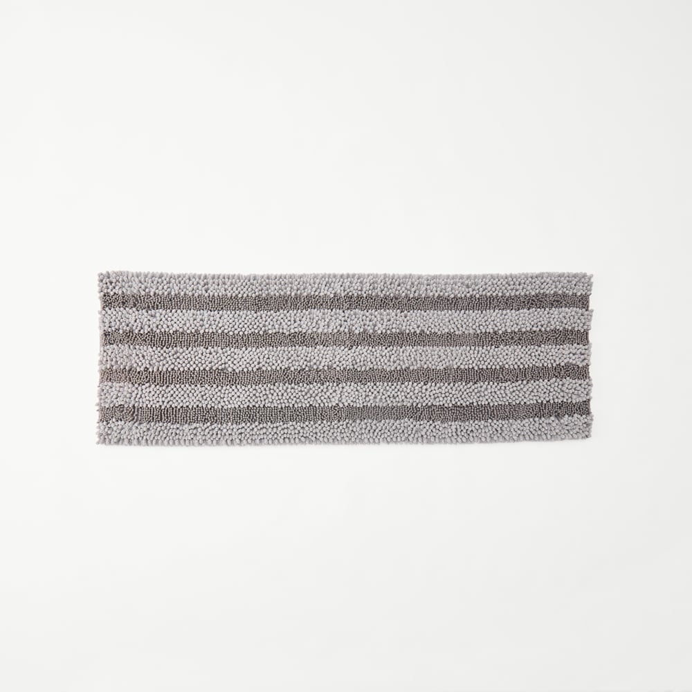 Microplush Grey Marle Stripe Bobble Bath Runner | Adairs