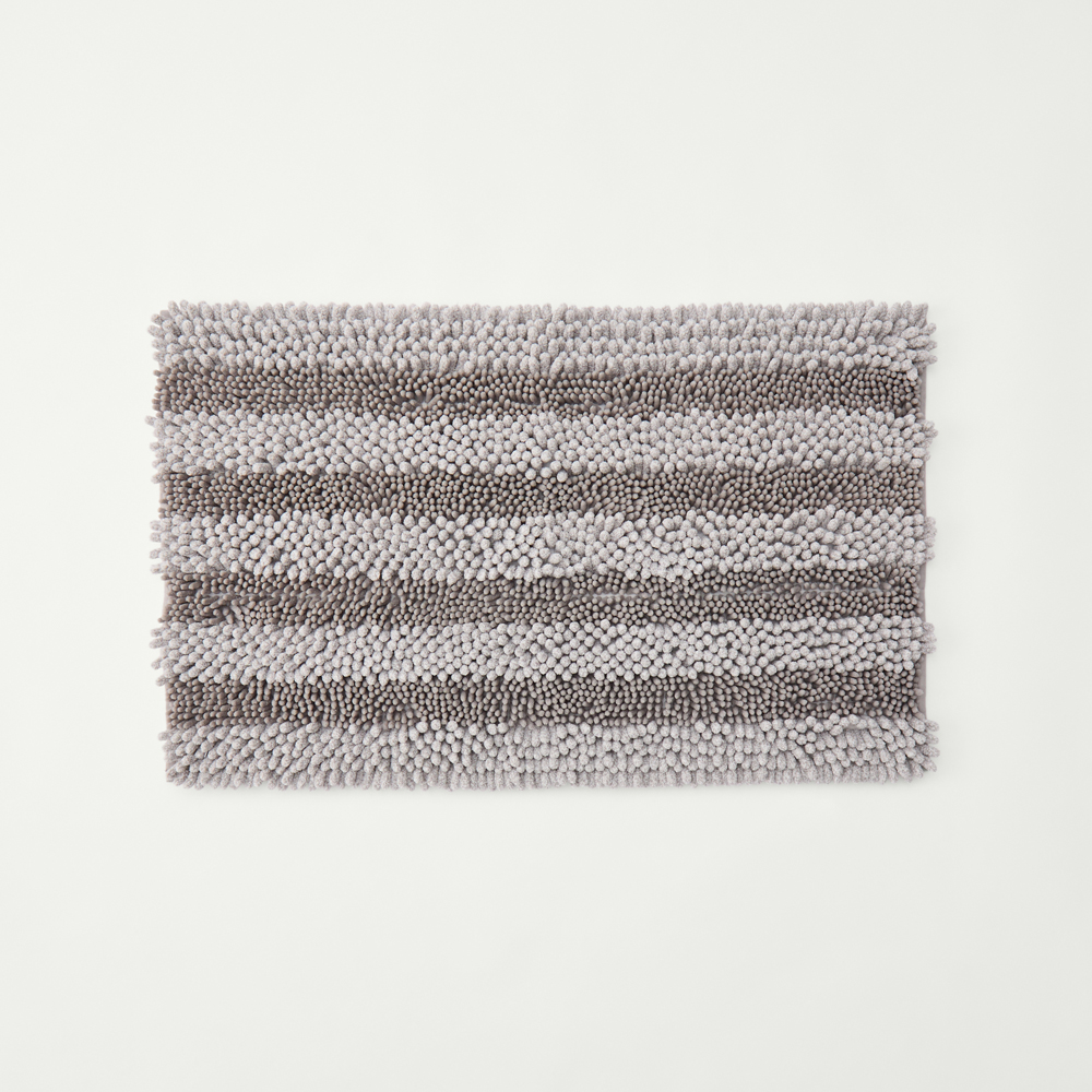 Microplush Grey Marle Stripe Bobble Bath Mat | Adairs
