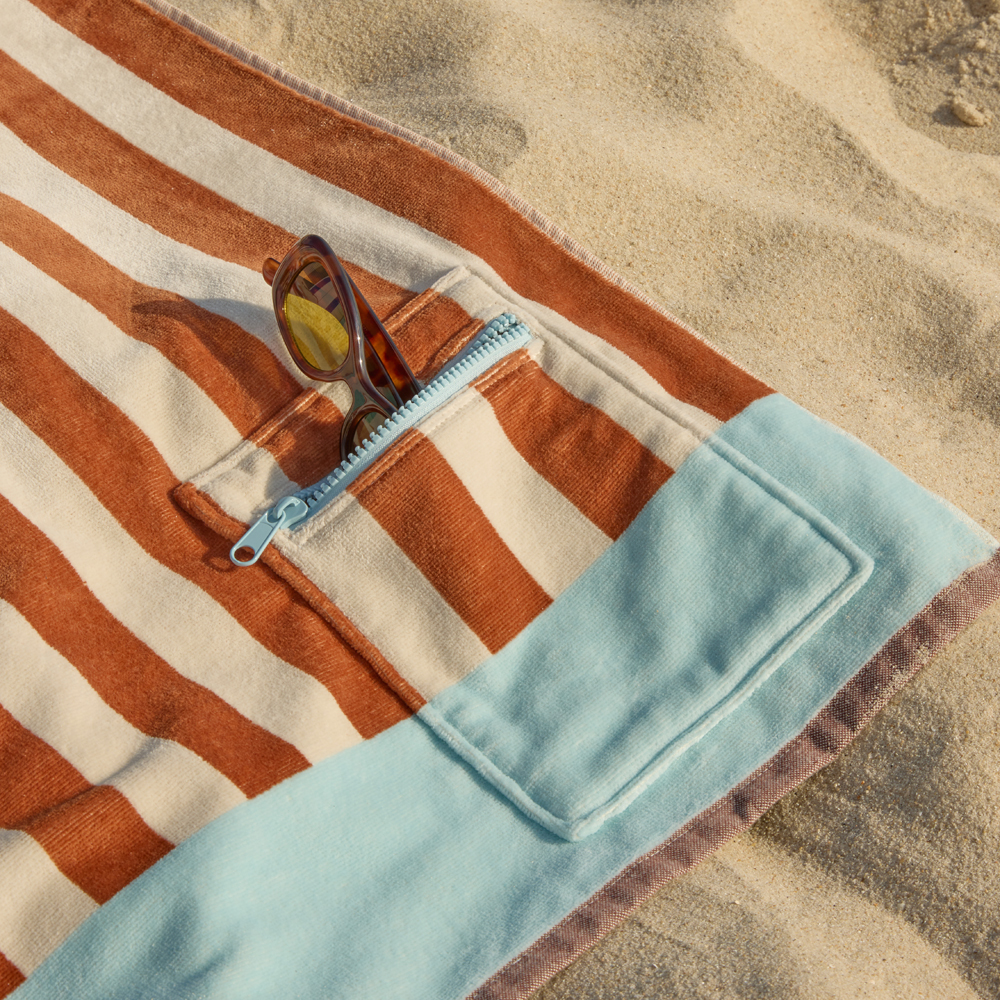 Apollo Blue Luxe Velour Pocket Beach Towel | Adairs
