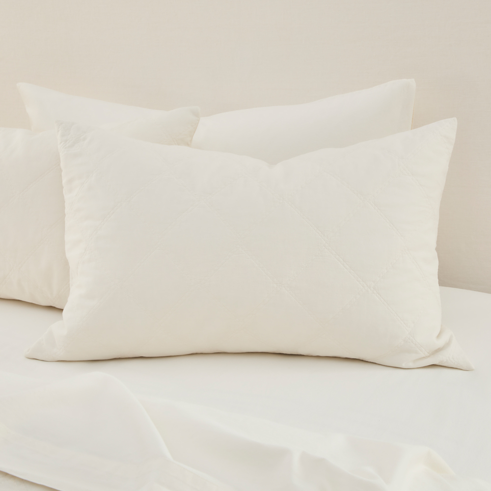 Stonewashed Cotton Coconut Quilted Pillowcases | Adairs