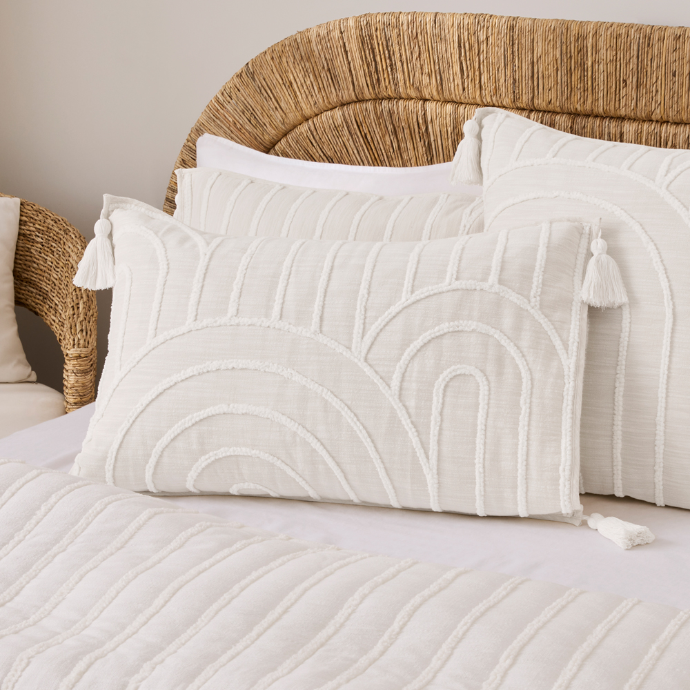 Archie White Tufted Quilted Pillowcases | Adairs