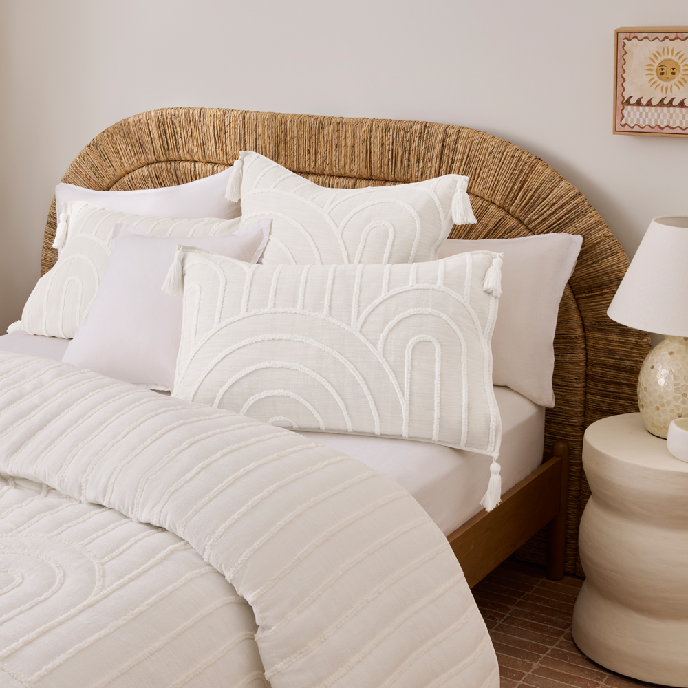 Archie White Tufted Quilted Coverlet Separates | Adairs