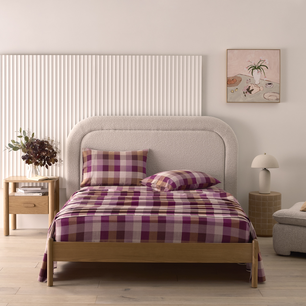 Flannelette Mulberry Check Sheet Set | Adairs