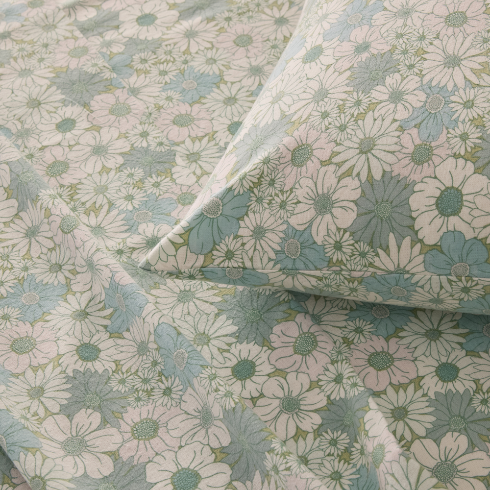 Flannelette Aqua Daisy Sheet Set | Adairs