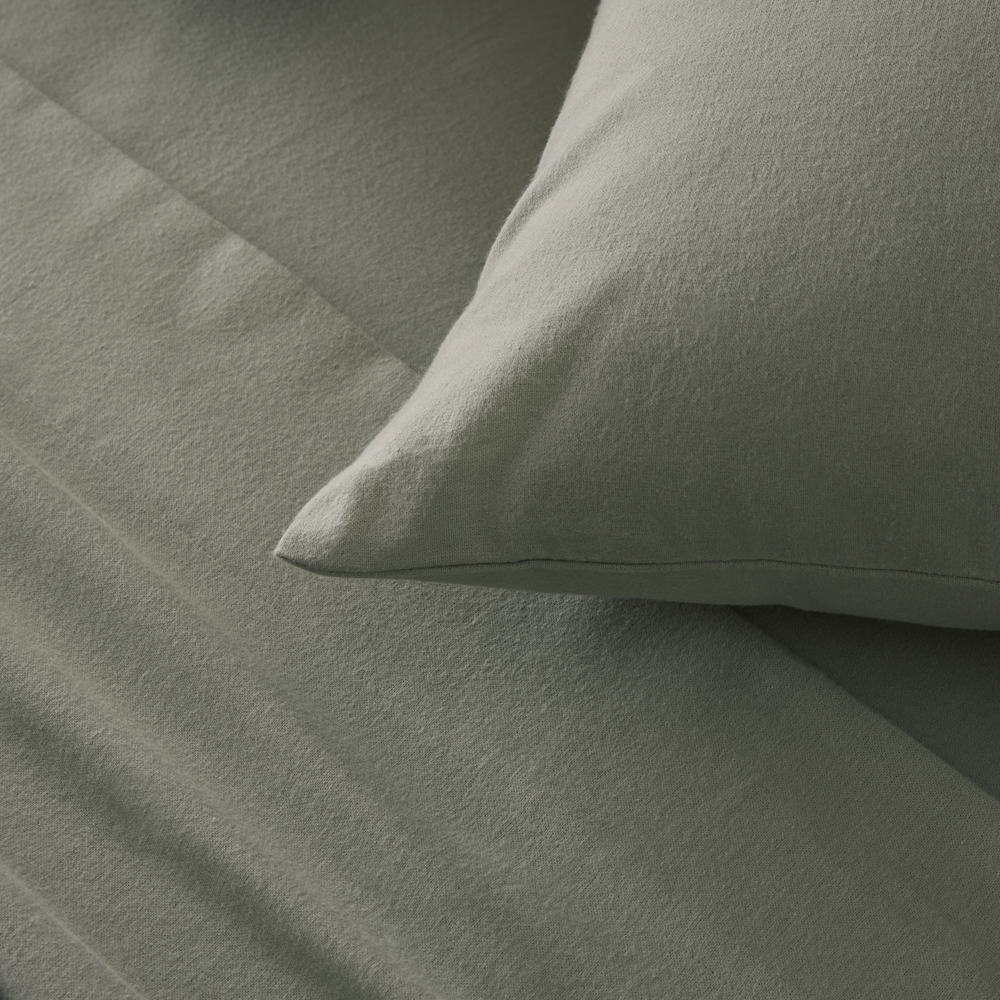 Flannelette Plain Dye Eucalyptus Sheet Set | Adairs