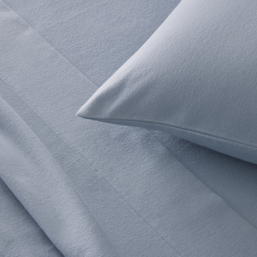 Flannelette Plain Dye Steel Blue Sheet Set | Adairs