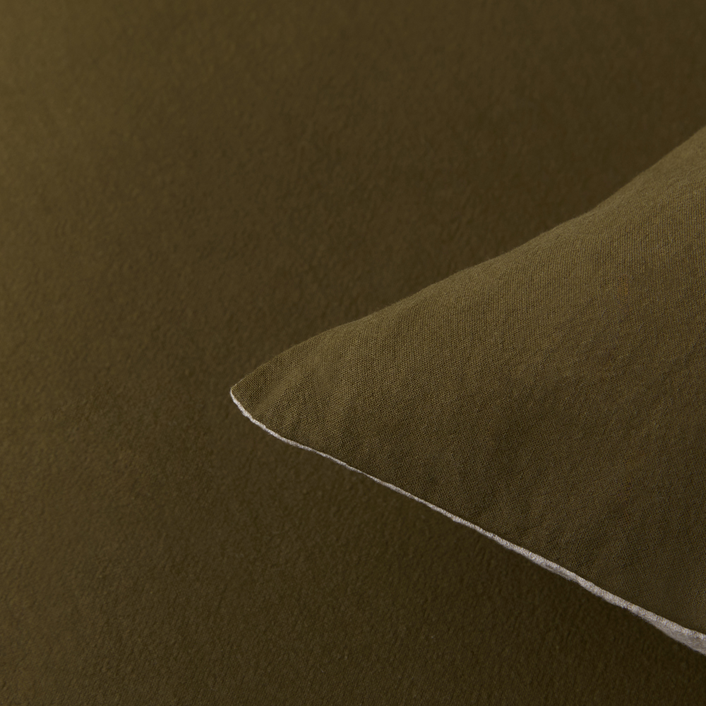 Olsen Natural & Moss Linen Cotton Quilt Cover Set | Adairs