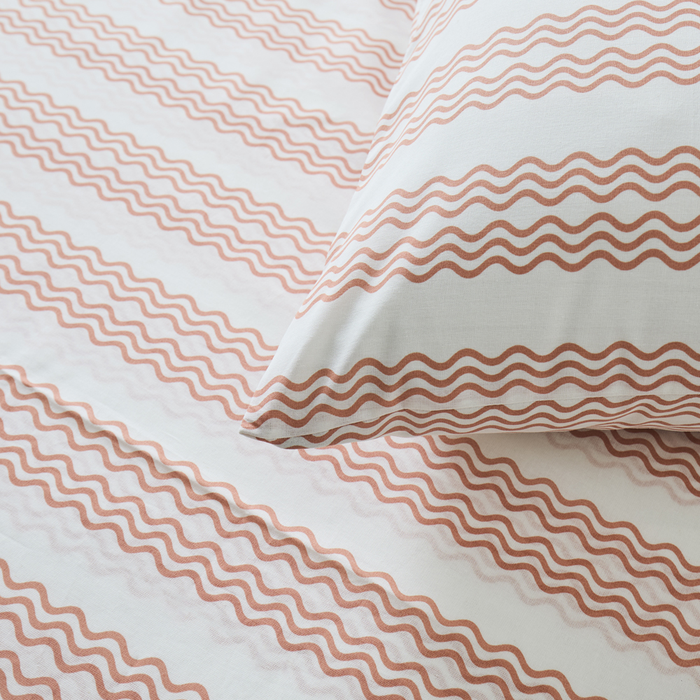 Waves Printed Percale Sheet Set | Adairs