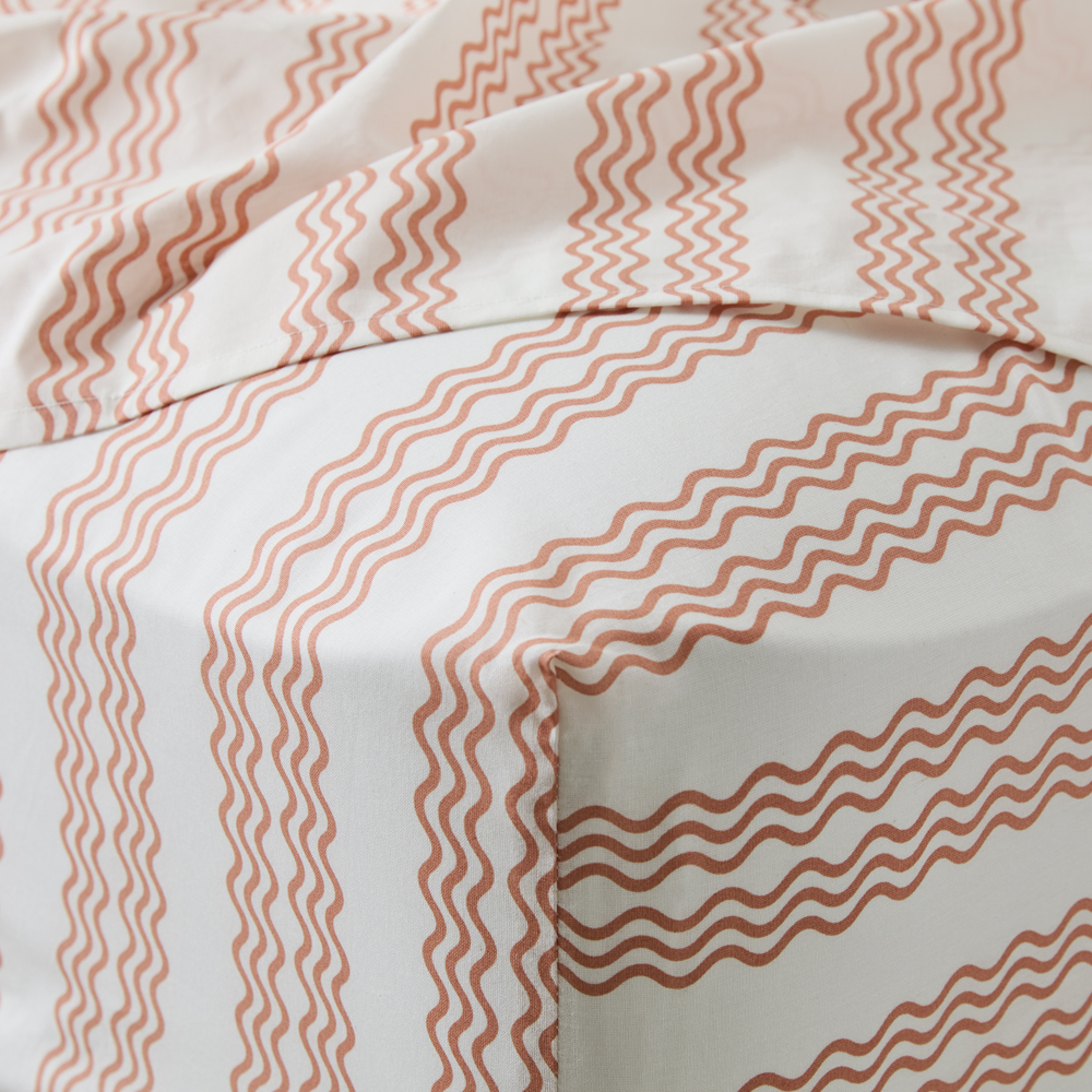 Waves Printed Percale Sheet Set | Adairs