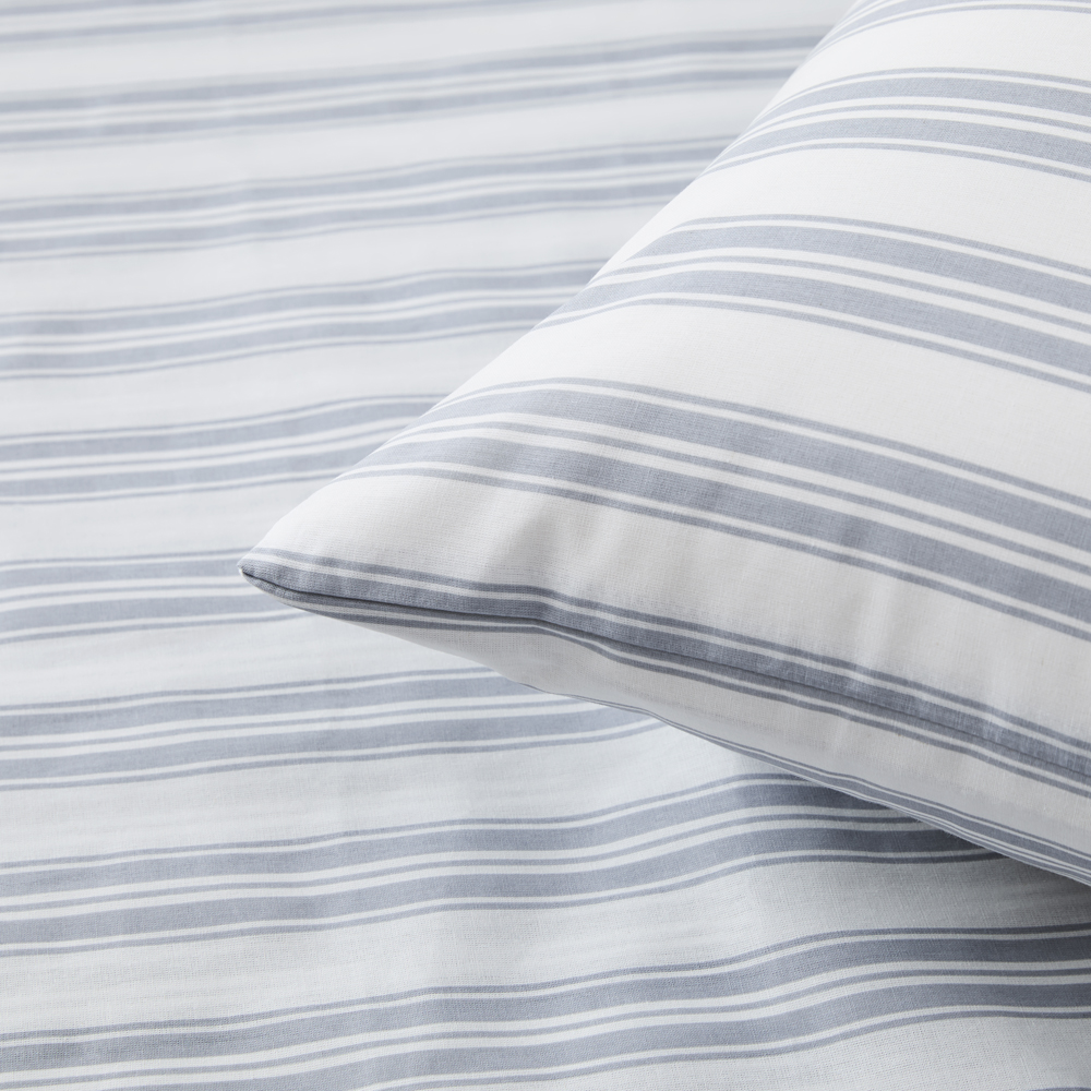 Blue Stripe Printed Percale Sheet Set | Adairs