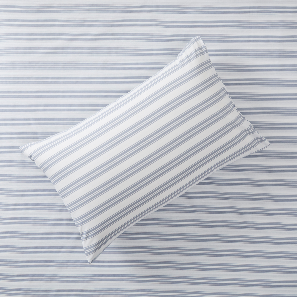Blue Stripe Printed Percale Sheet Set | Adairs