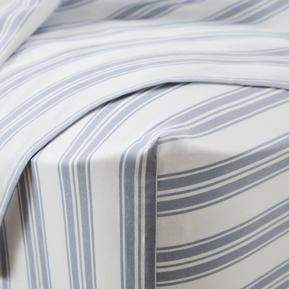 Blue Stripe Printed Percale Sheet Set | Adairs