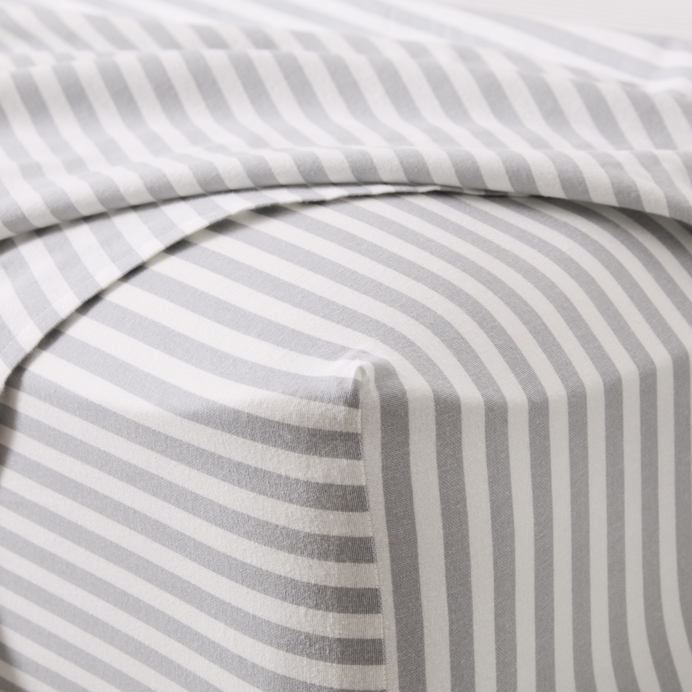 Flannelette Grey Stripe Printed Sheet Set | Adairs