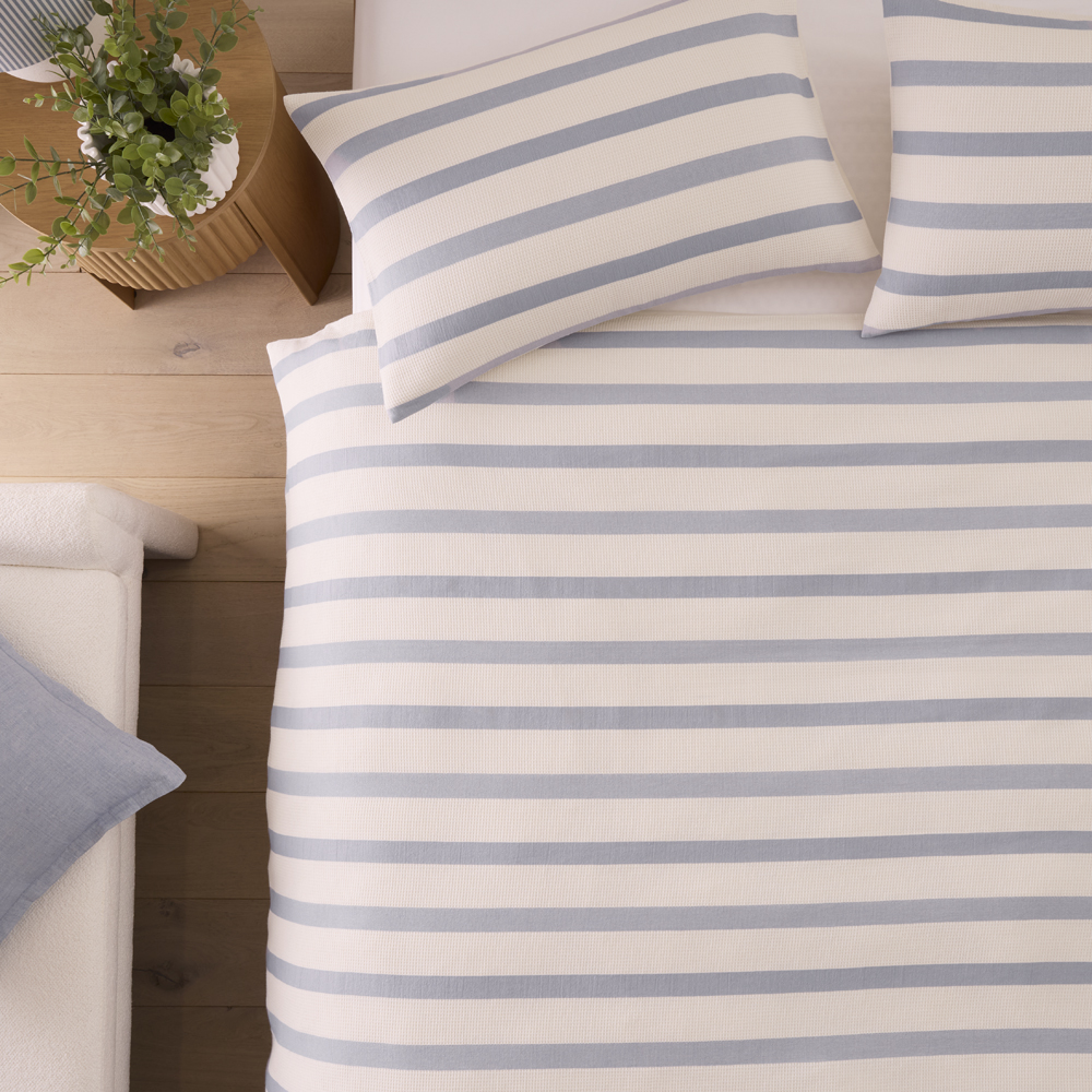 Flynn Blue Waffle Quilt Cover Set | Adairs