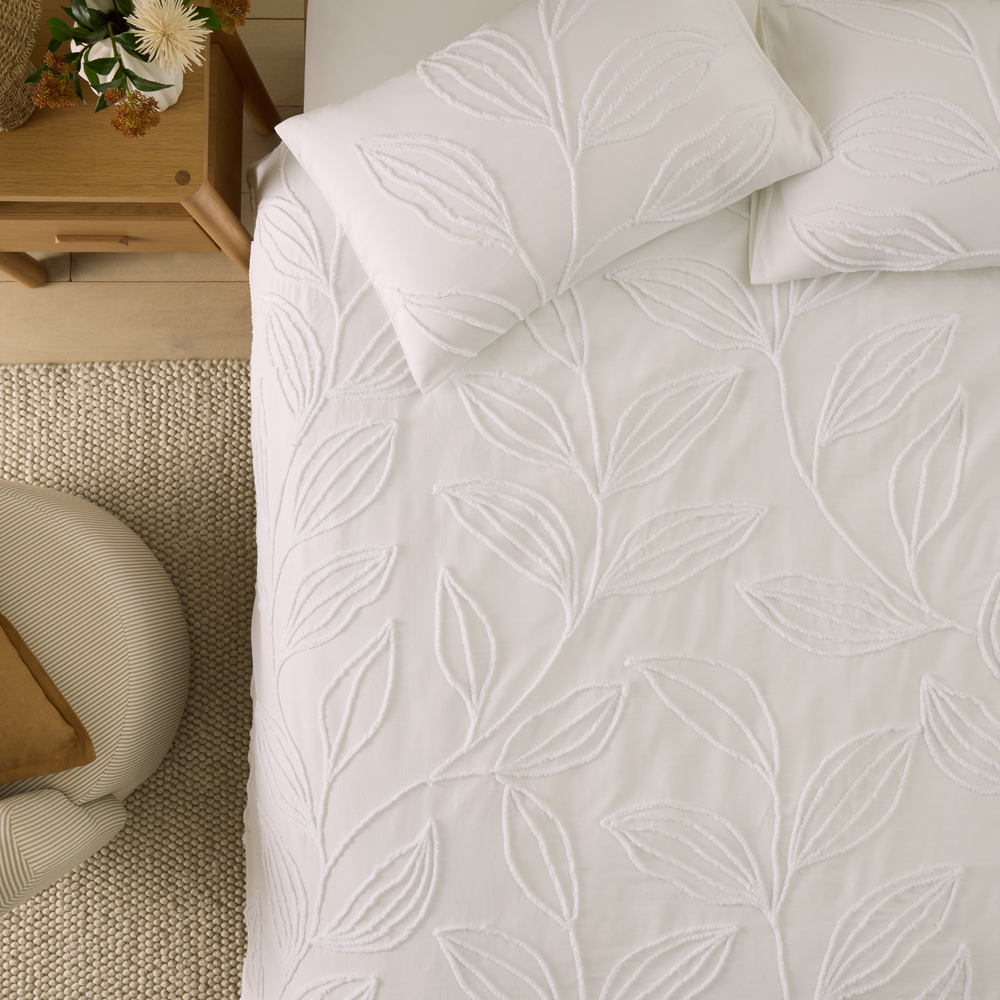 Leafy White Tufted Quilt Cover Set | Adairs
