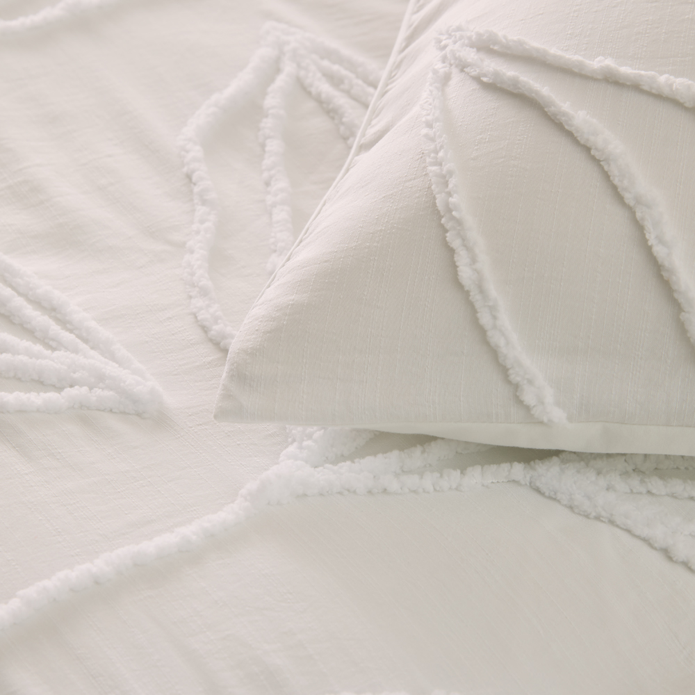Leafy White Tufted Quilt Cover Set | Adairs